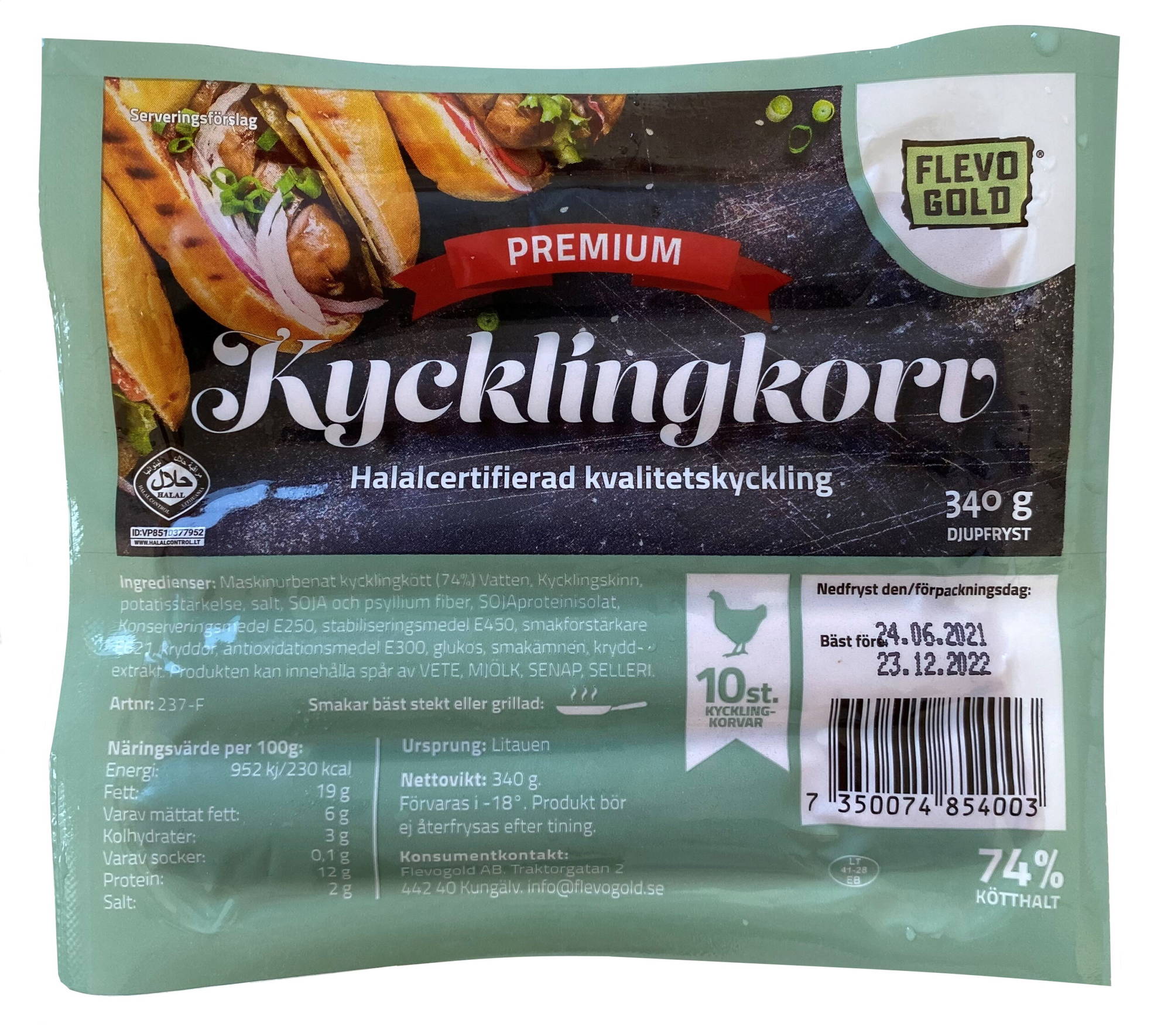 Flevo Gold Chicken Franks M 340g (45kpl) Mieto - Balkan Tukku verkkokauppa